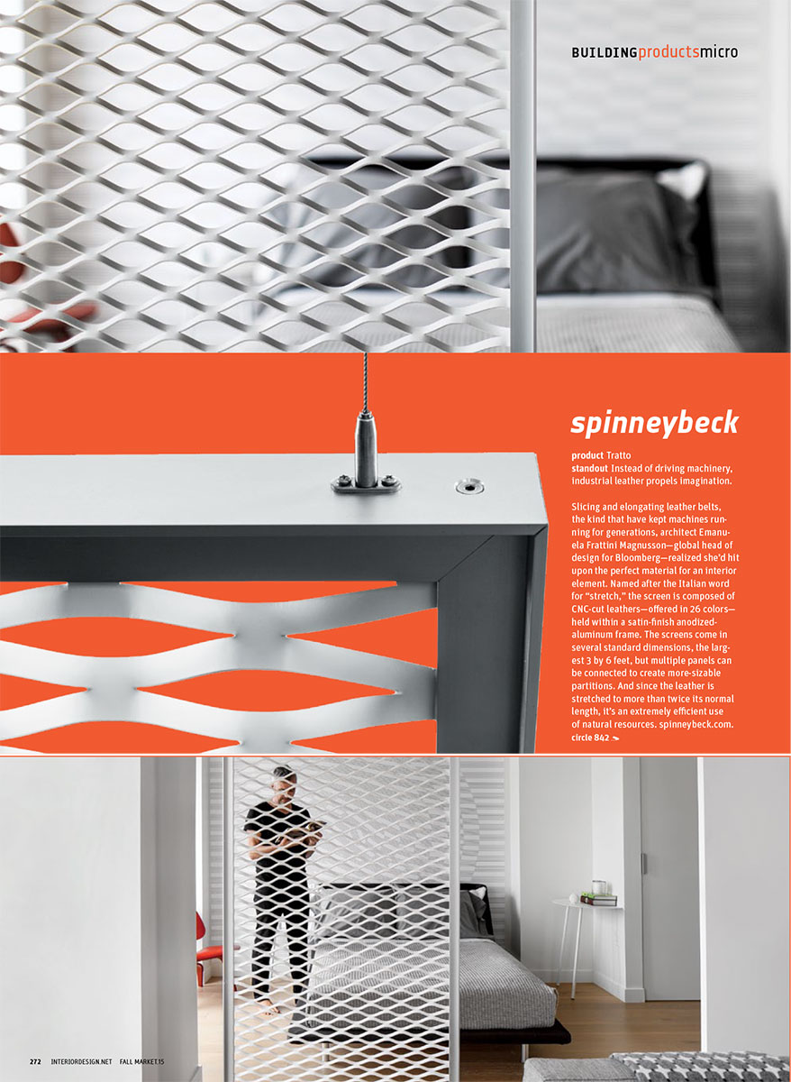 Interior Design Fall Market Tabloid, Oct 2015 - Spinneybeck